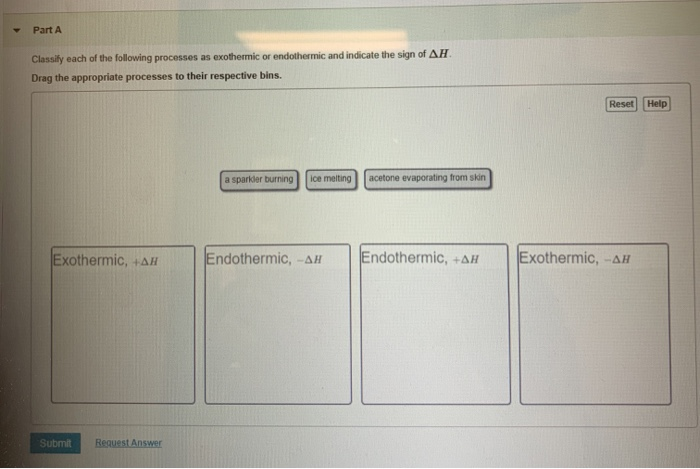 Solved Part A Classify each of the following processes as | Chegg.com