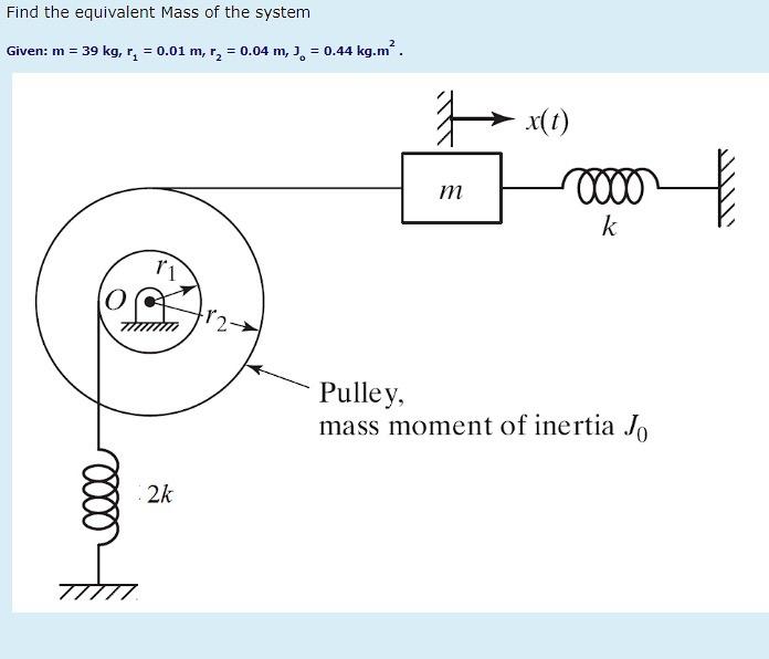 Solved Find the equivalent Mass of the system Given: m=39 | Chegg.com