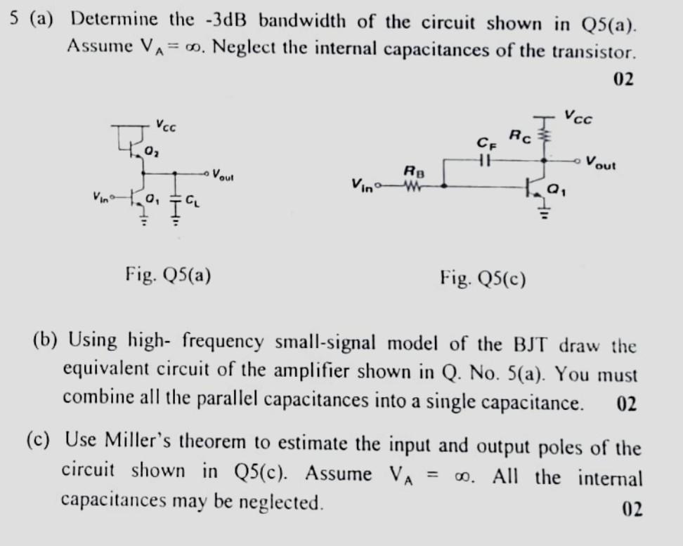 Solved (a) Determine the -3dB bandwidth of the circuit shown | Chegg.com