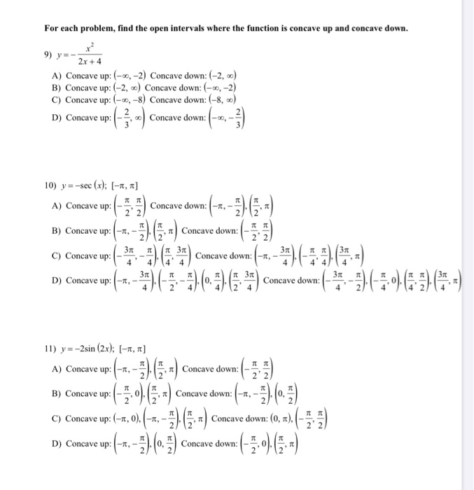 Solved For each problem, find the open intervals where the | Chegg.com