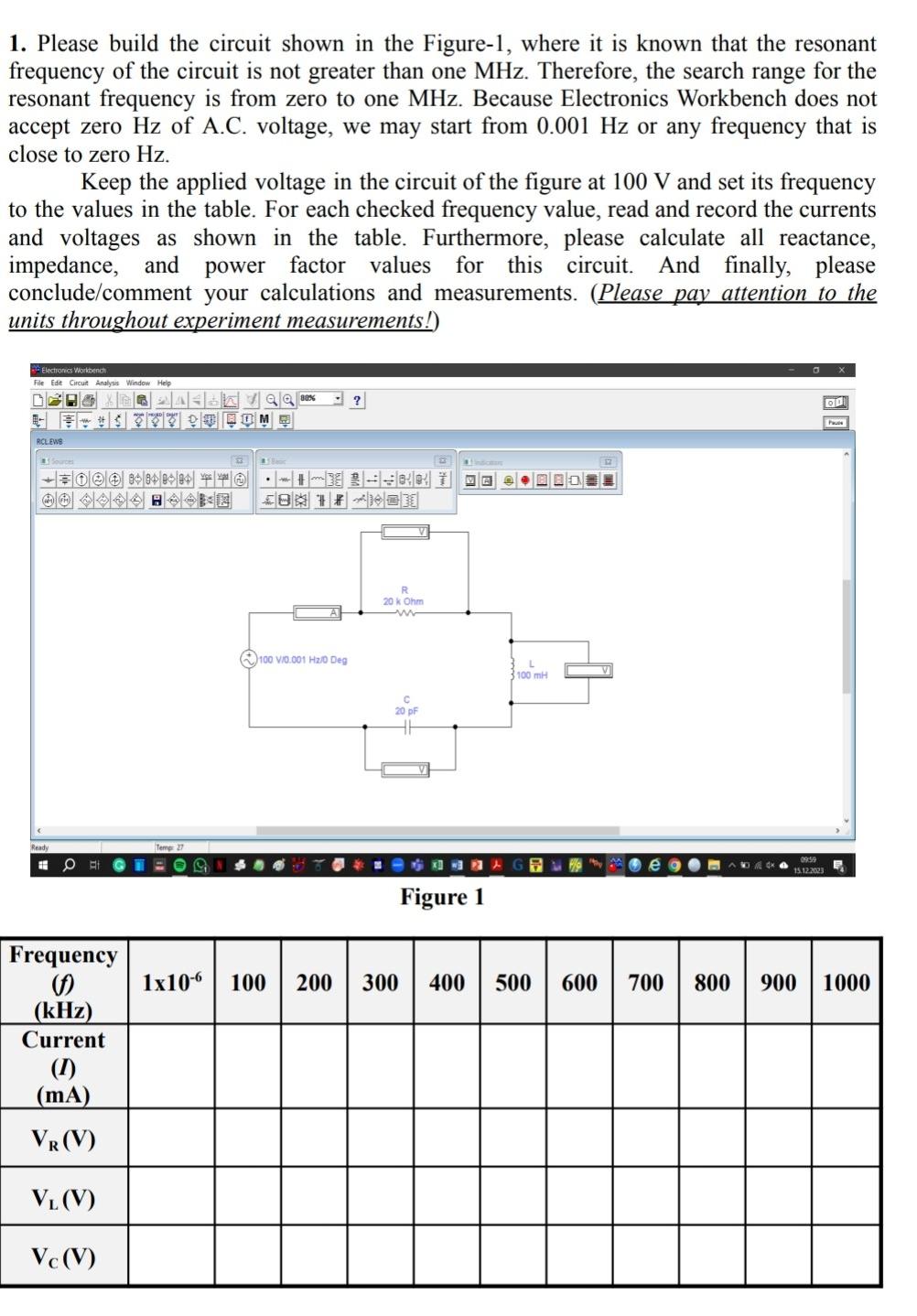 Solved Please build the circuit shown in the Figure-1, | Chegg.com