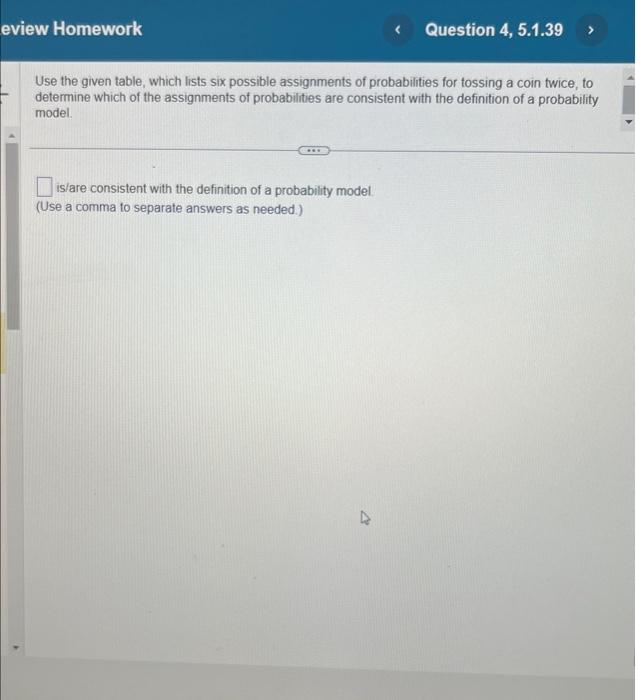 Solved Use the given table, which lists six possible | Chegg.com