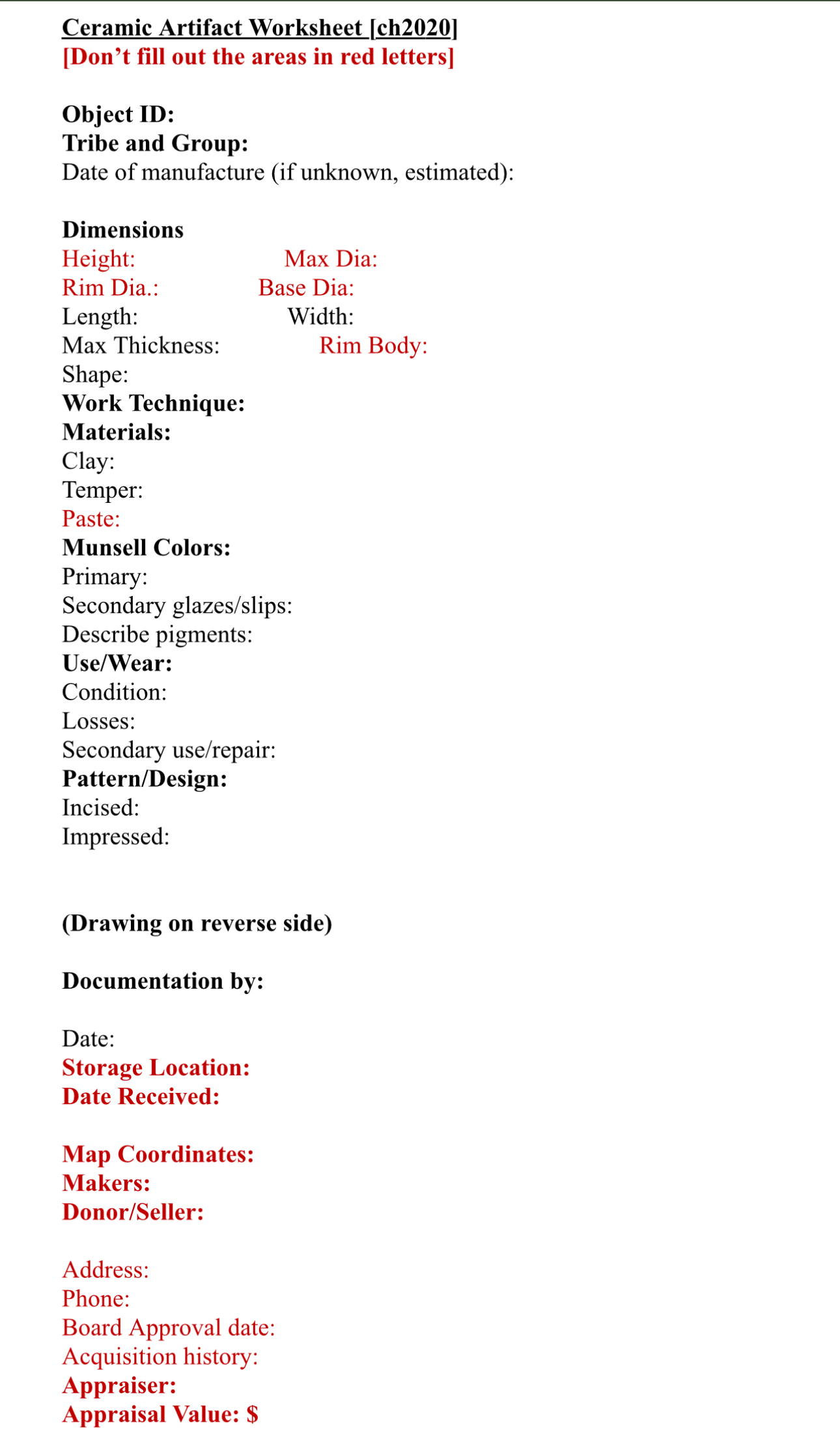 Ceramic Artifact Worksheet [ch2020][Don't fill out | Chegg.com