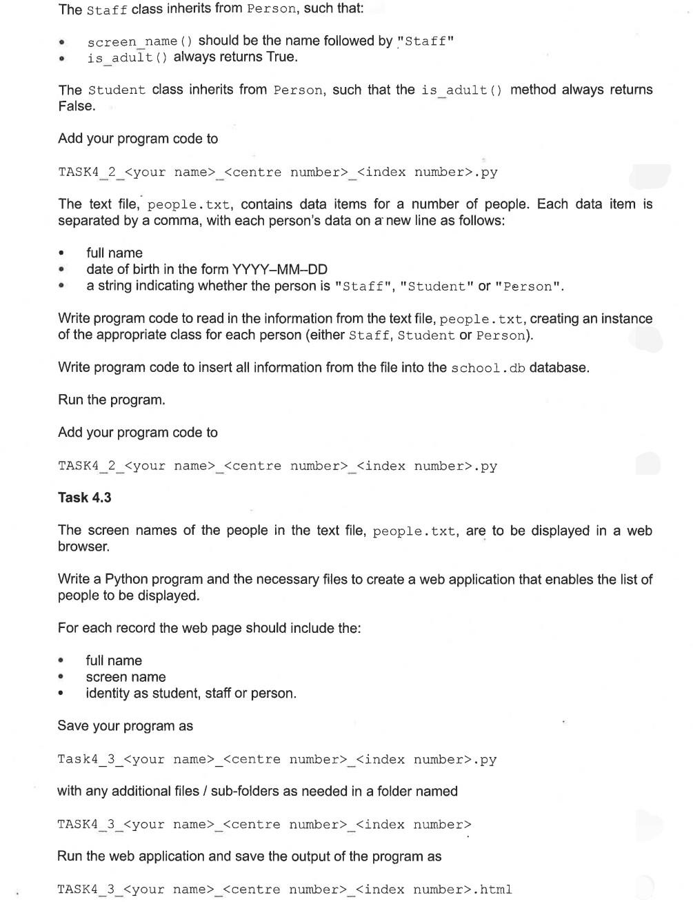 Solved A school has used a text file to store data collected | Chegg.com