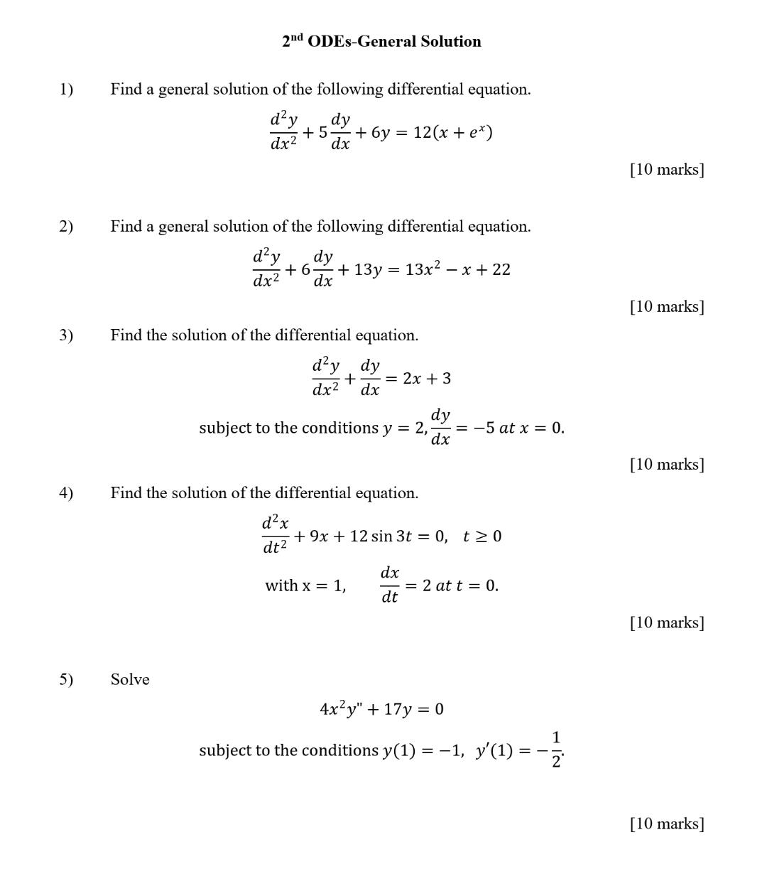Solved 2nd ﻿ODEs-General SolutionFind a general solution of | Chegg.com