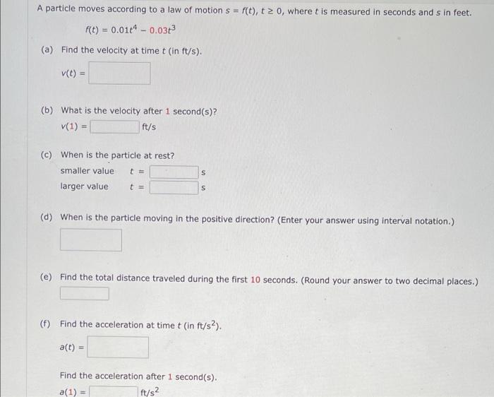 Solved A particle moves according to a law of motion s = | Chegg.com