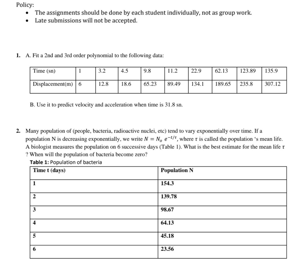 Solved Policy:The assignments should be done by each student | Chegg.com