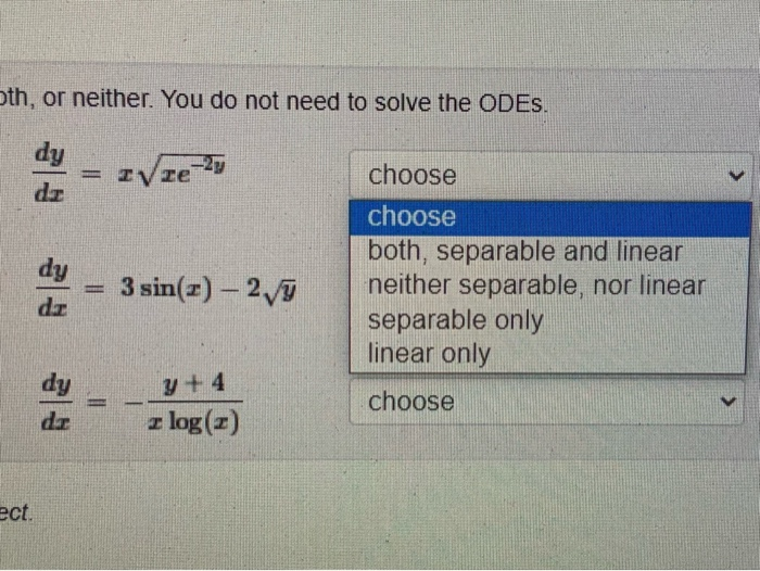 Solved 1 Point Classify Each Of The Following Odes As