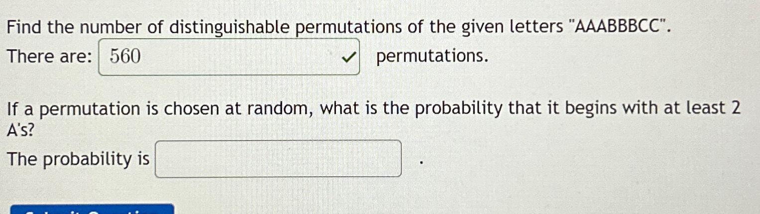 Solved Find The Number Of Distinguishable Permutations Of