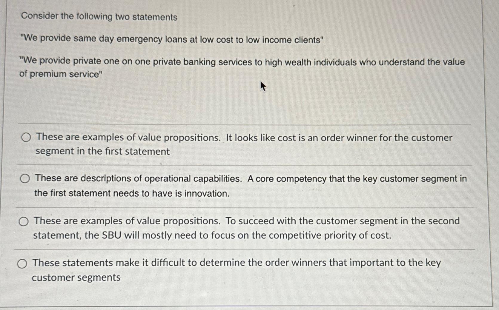 Solved Consider the following two statements"We provide same | Chegg.com