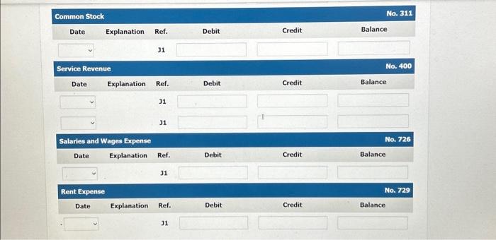 Solved Post to the ledger accounts. (Post entries in | Chegg.com