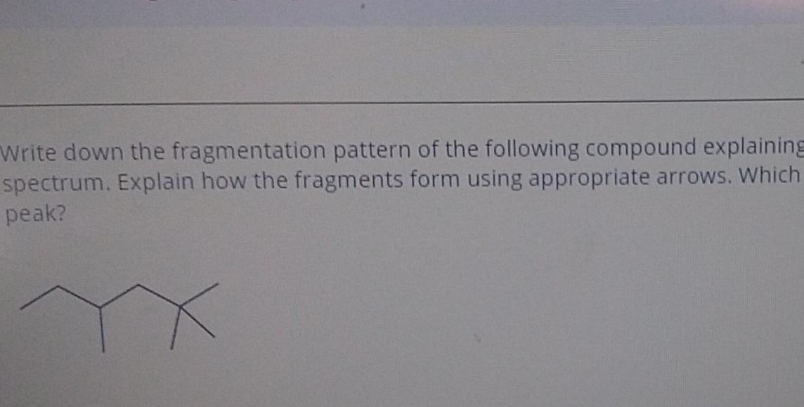 Solved Write down the fragmentation pattern of the following | Chegg.com
