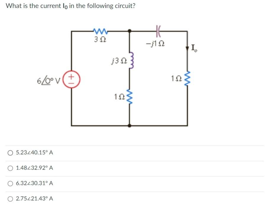 Solved What is the current I0 in the following circuit? | Chegg.com