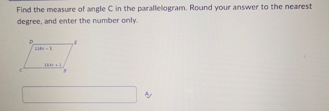Solved Find the measure of angle C ﻿in the parallelogram. | Chegg.com
