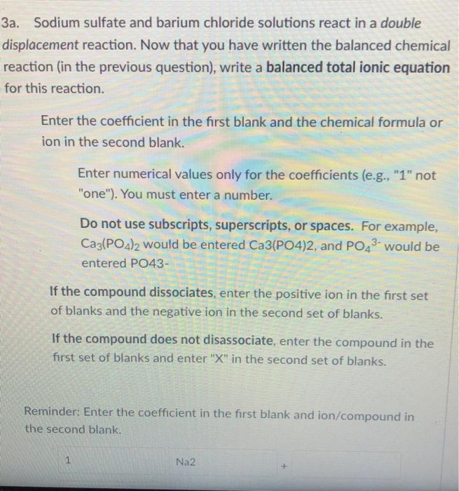 Solved 3a. Sodium sulfate and barium chloride solutions | Chegg.com