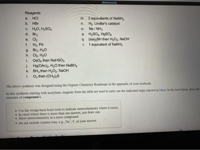 Solved [References Reagents a. HCI b. HBO c. H20. H2SO4 d. | Chegg.com