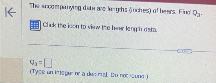 Solved Bear LengthsThe accompanying data are lengths | Chegg.com