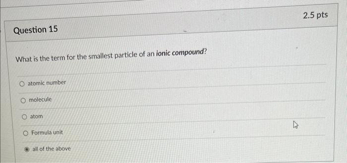 Solved What is the term for the smallest particle of an | Chegg.com