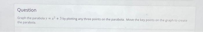 Solved Question Graph the parabola y = x² + 3 by plotting | Chegg.com