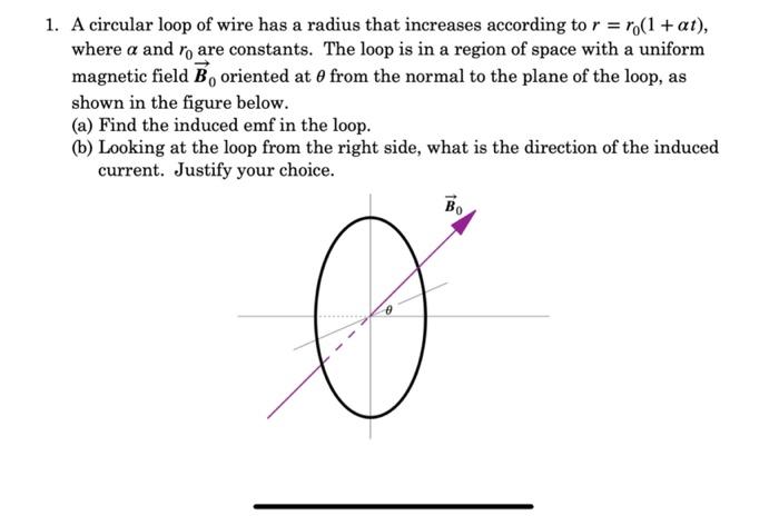 Solved 1. A circular loop of wire has a radius that | Chegg.com