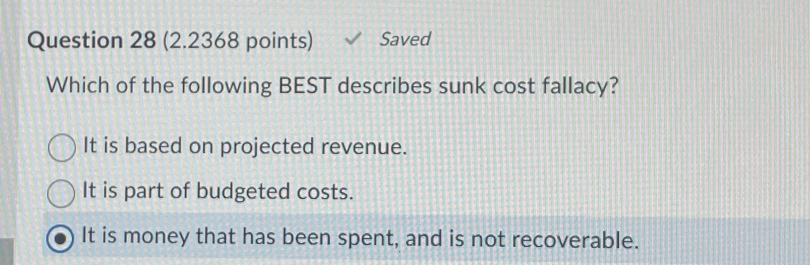 Solved Question 28 (2.2368 ﻿points) ﻿SavedWhich of the | Chegg.com