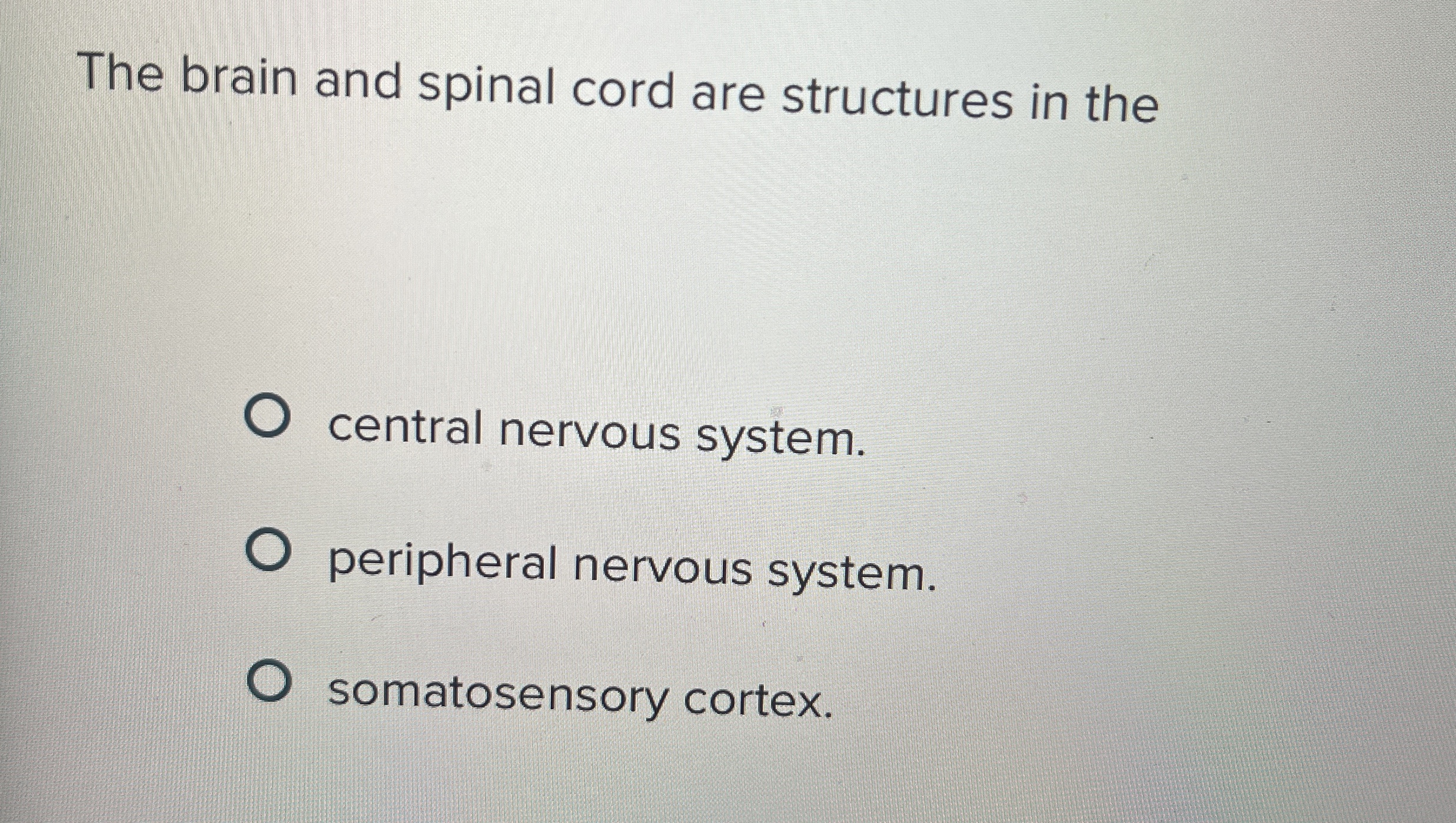 Solved The brain and spinal cord are structures in | Chegg.com