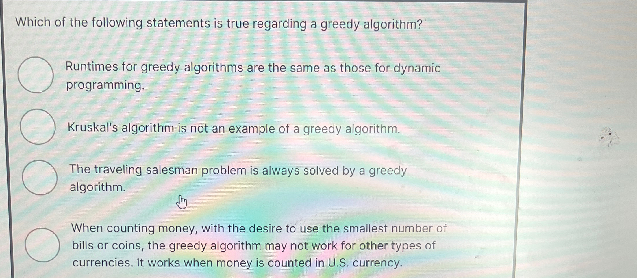 Solved Which of the following statements is true regarding a | Chegg.com