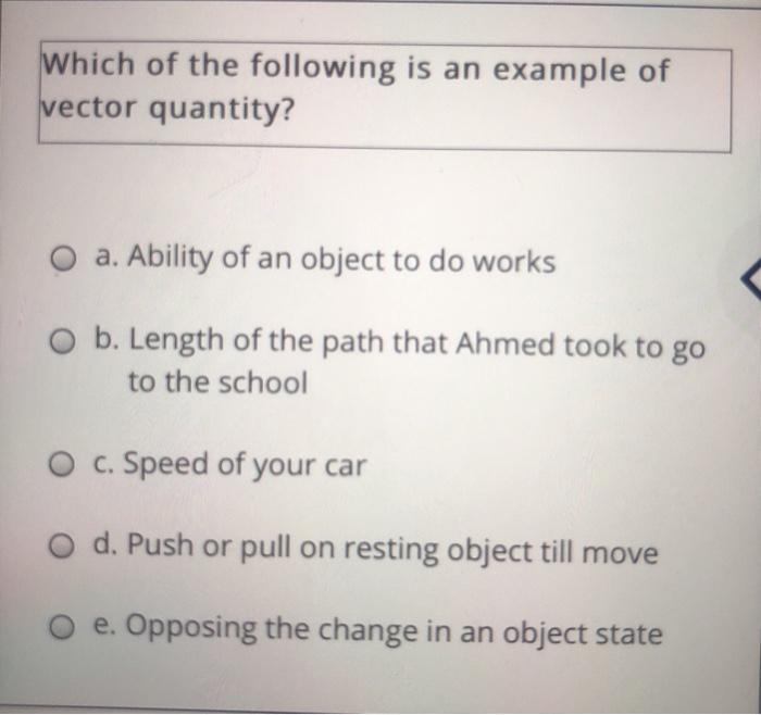 Solved Which of the following is an example of vector | Chegg.com