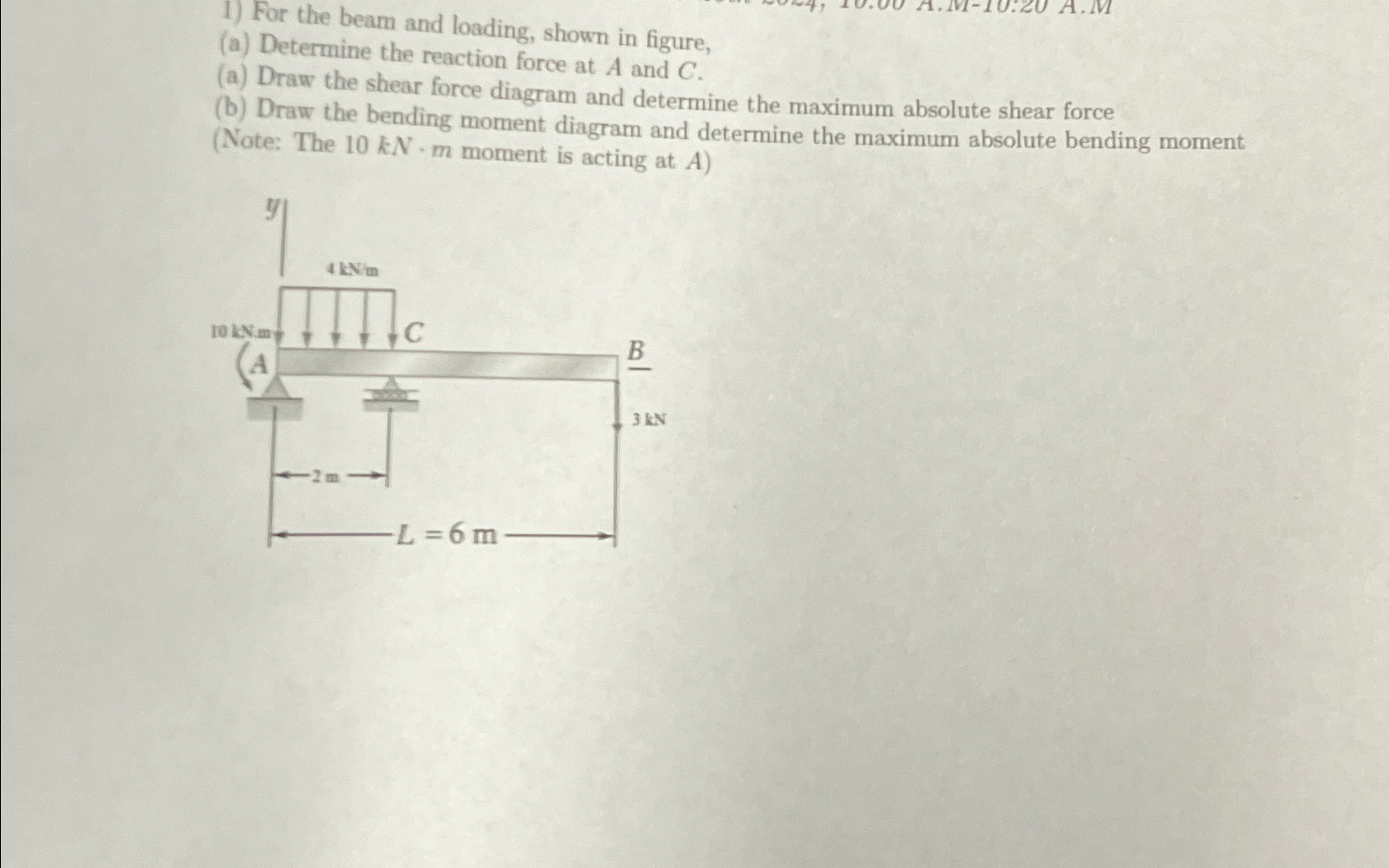 Solved For the beam and loading, shown in figure,(a) | Chegg.com