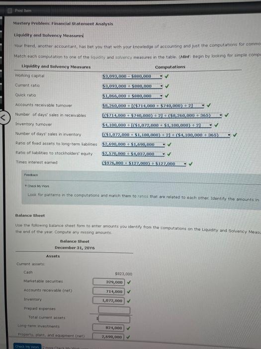 Solved Mastery Problem: Financial statement Analysis | Chegg.com