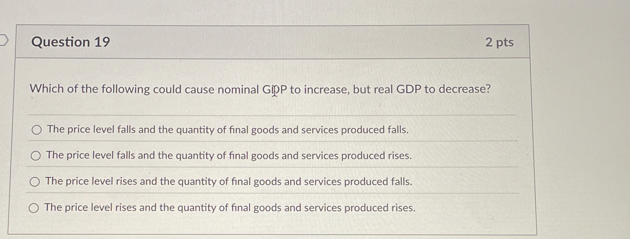Solved Question 19Which of the following could cause nominal | Chegg.com
