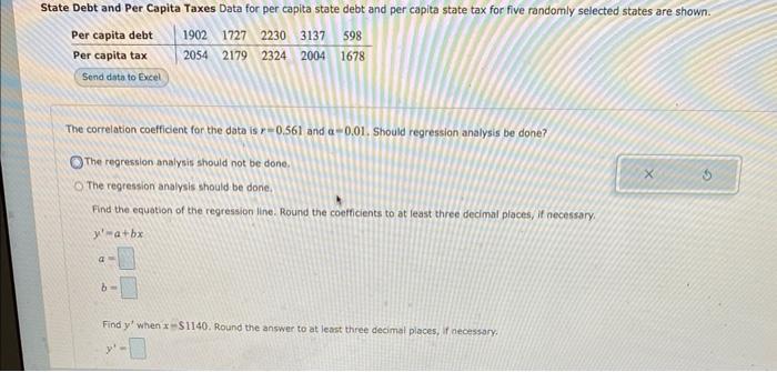 Solved correlation coefficient for the data is r=0.561 and | Chegg.com
