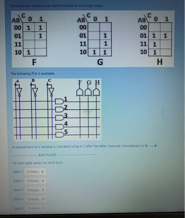 Solved Three Boolean functions are defined below on Karnaugh | Chegg.com