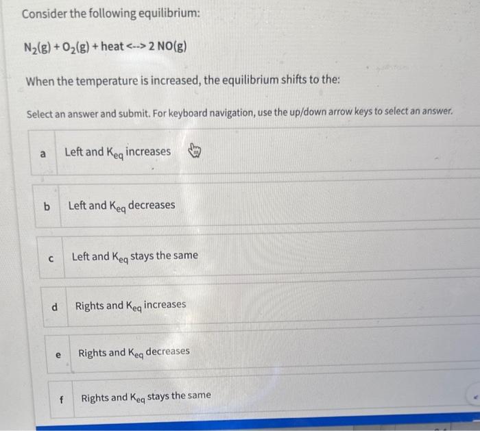 Solved Consider the following equilibrium: N2( g)+O2( g)+ | Chegg.com