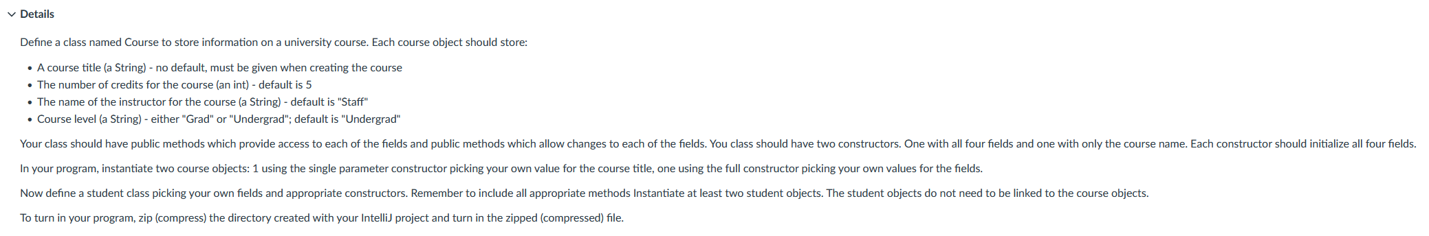 Solved In Intellij IDEA 2024.1Define a class named Course to | Chegg.com