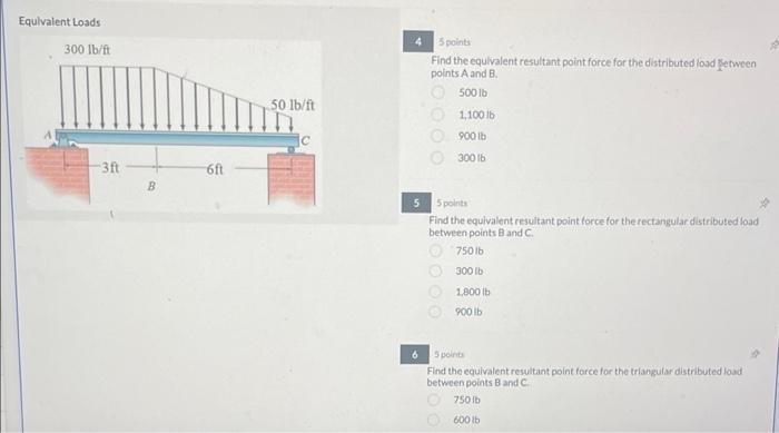 Solved Equivalent Loads 4 is points Find the equlvalent | Chegg.com