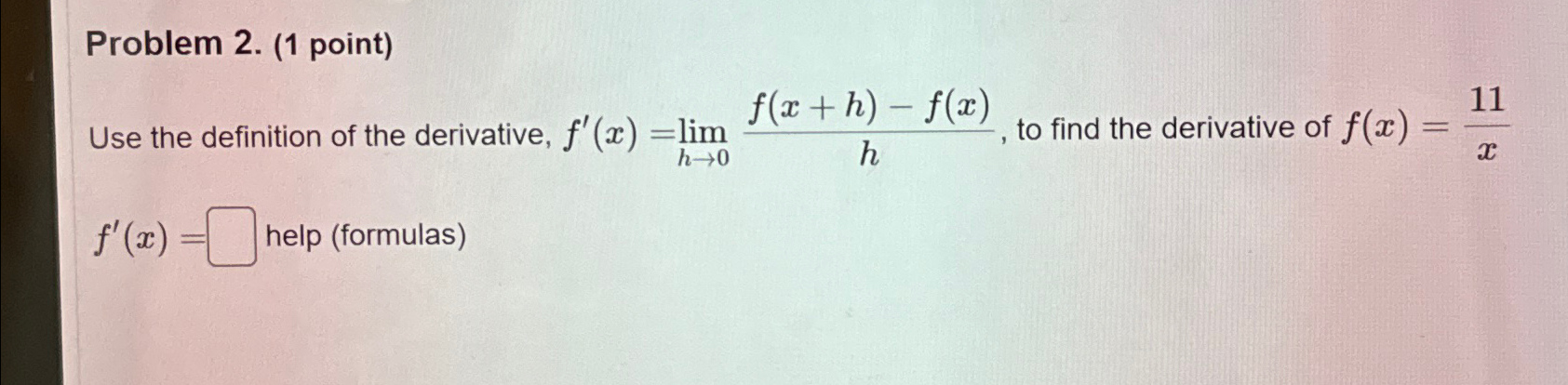 Solved Problem 2. (1 ﻿point)Use the definition of the | Chegg.com