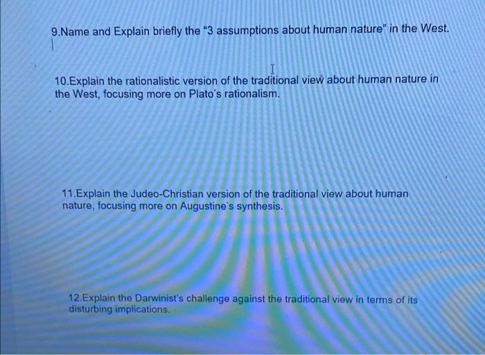 Solved 9.Name and Explain briefly the "3 assumptions about | Chegg.com