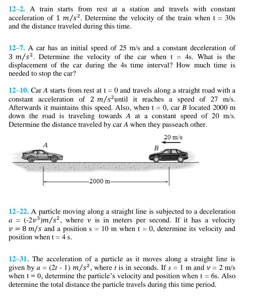 Solved 12-2. A train starts from rest at a station and | Chegg.com