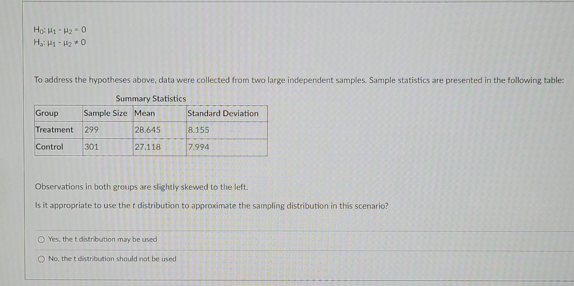 Solved Ho: H1 - M2 - 0 Ha: H1 - H2 + 0 You want to test the | Chegg.com