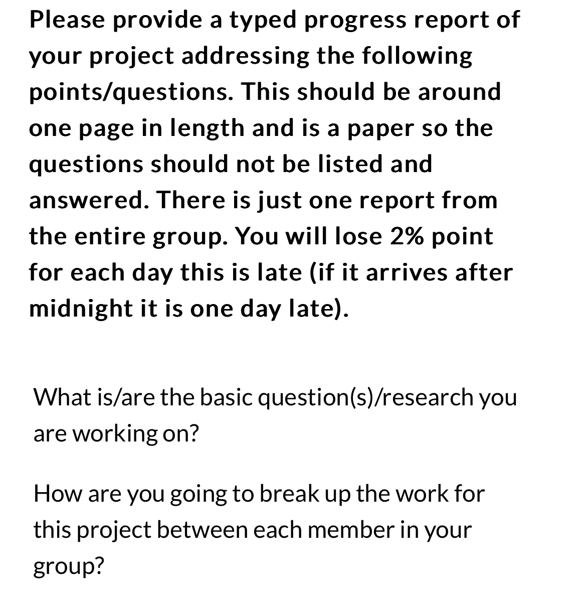 Solved Please provide a typed progress report of your | Chegg.com