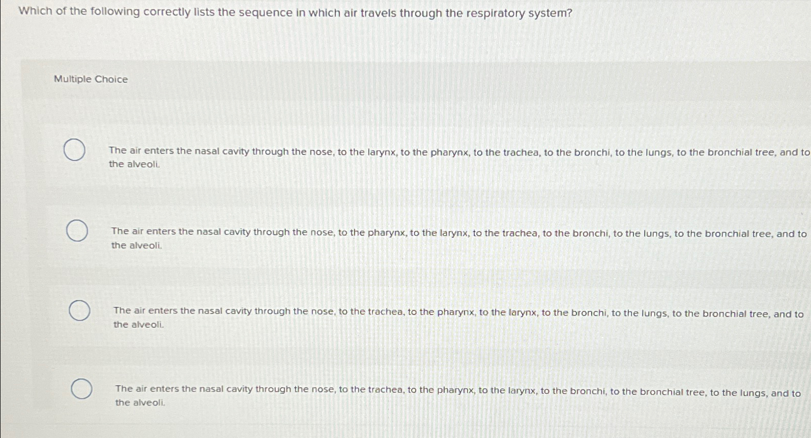 Solved Which of the following correctly lists the sequence | Chegg.com