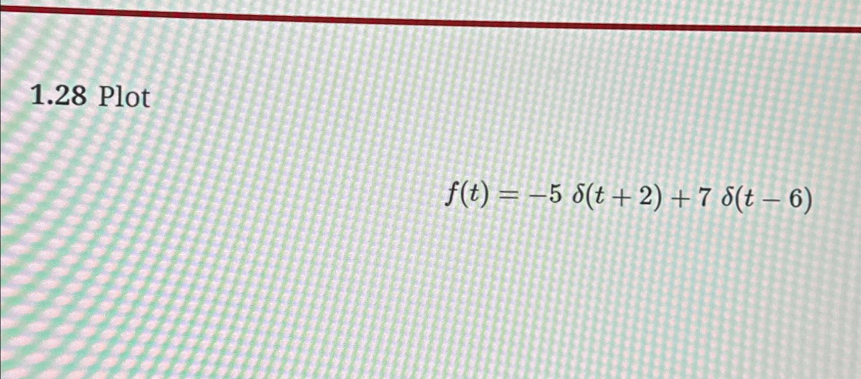 Solved 1.28 ﻿Plotf(t)=-5δ(t+2)+7δ(t-6) | Chegg.com