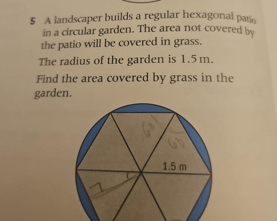 Solved 5 ﻿A landscaper builds a regular hexagonal patio in a | Chegg.com