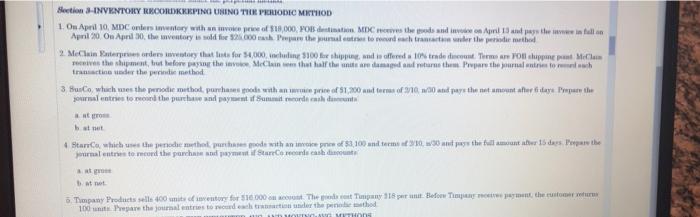 Solved MASTERING INVENTORY HOMEWORK EXERCISES Section | Chegg.com