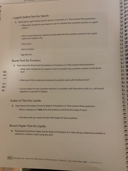 Solved LABORATORY 2 BIOLOGICALLY IMPORTANT MOLECULES | Chegg.com