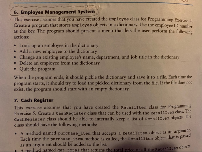 6. Employee Management System This exercise assumes | Chegg.com