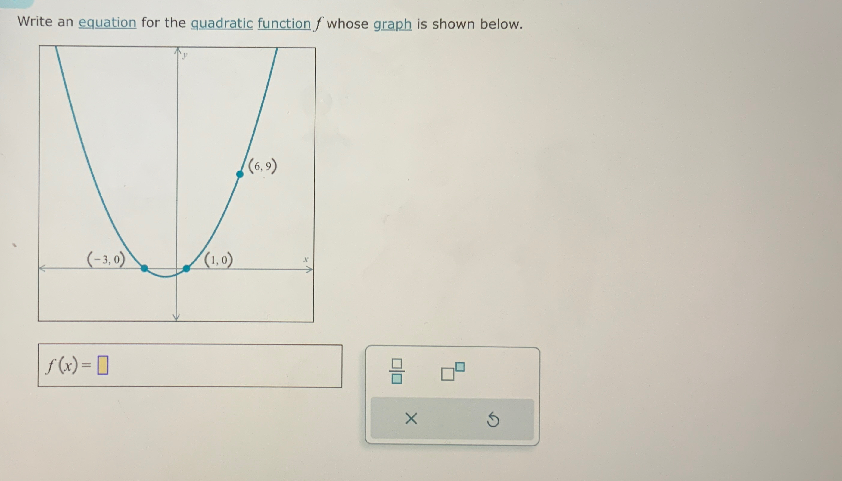 Solved Write an equation for the quadratic function f ﻿whose | Chegg.com