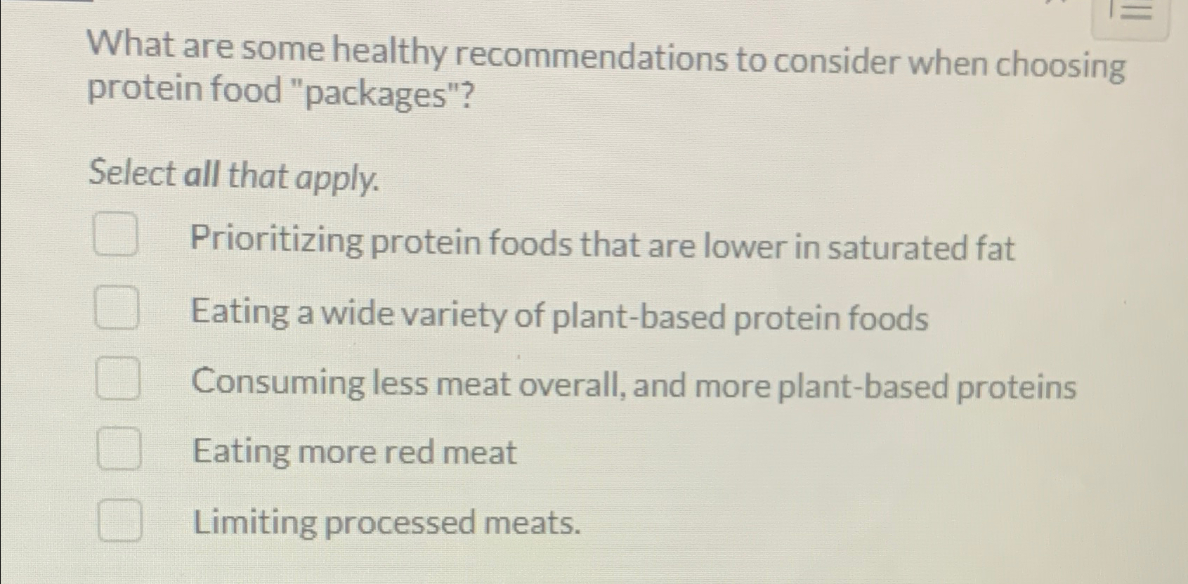 Solved What are some healthy recommendations to consider | Chegg.com