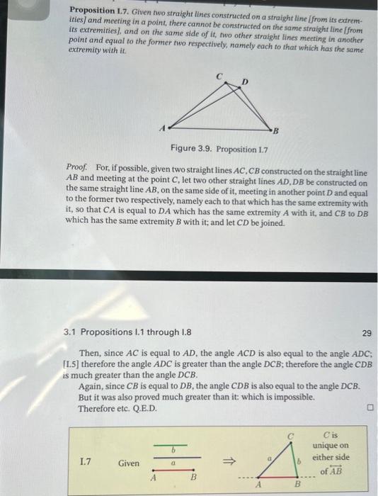 4. Euclid's proof of Proposition I.7 uses the law of | Chegg.com